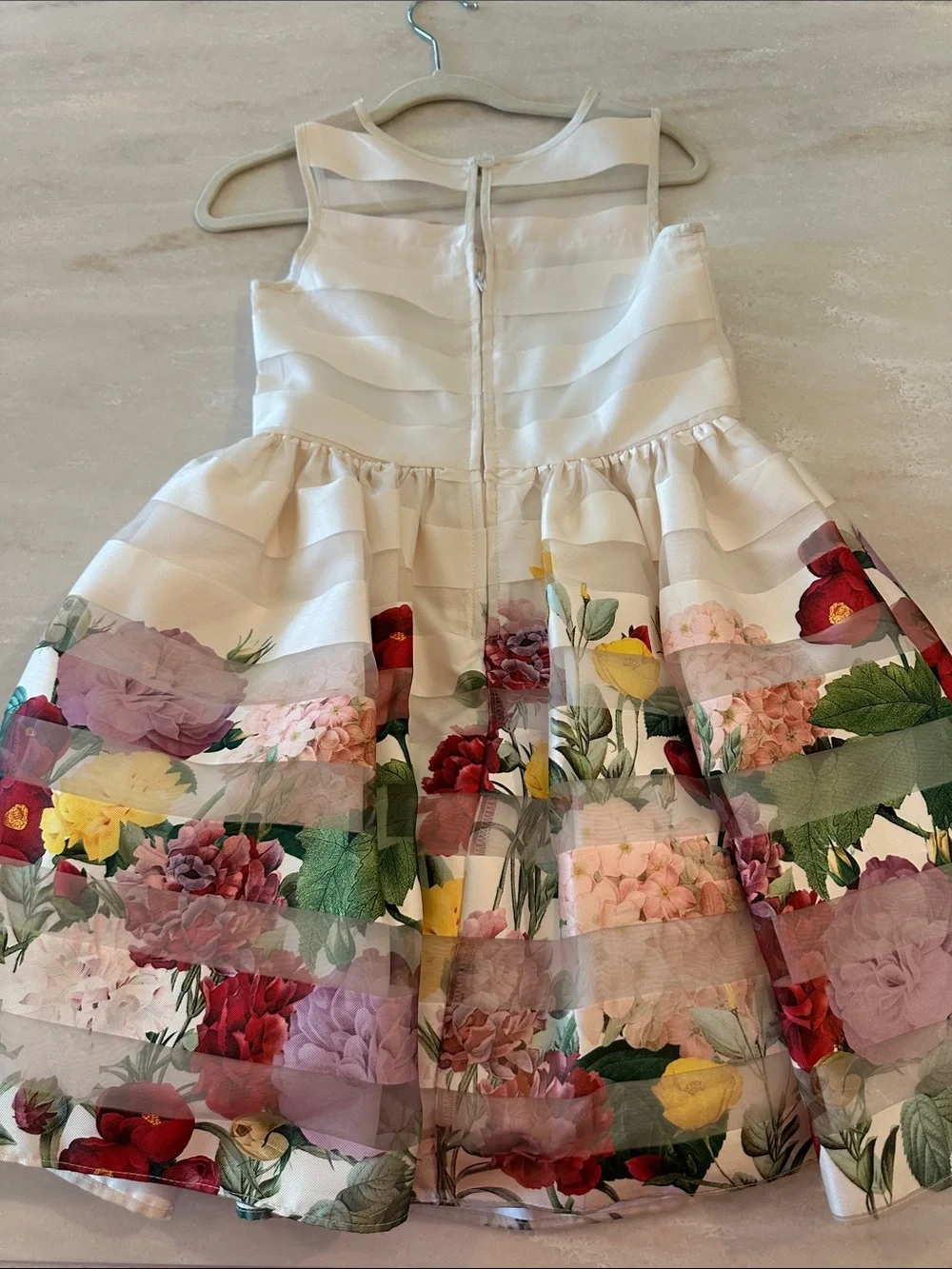 Pippa & Julie | Dresses | Girls Pippa Julie Ivory Floral Organza Party ...